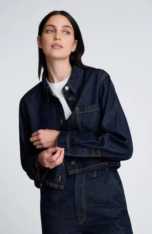 KENNETH COLE Crop Stretch Denim Shacket
