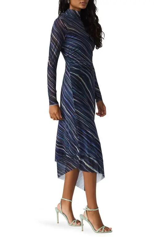 Steve Madden Blare Stripe Long Sleeve Mesh Midi Dress