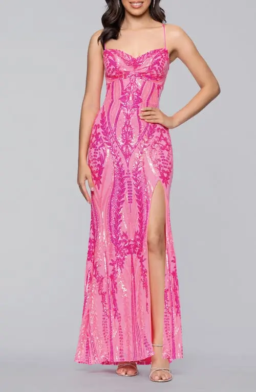 BLONDIE NITES Sequin Embellished Body-con Gown