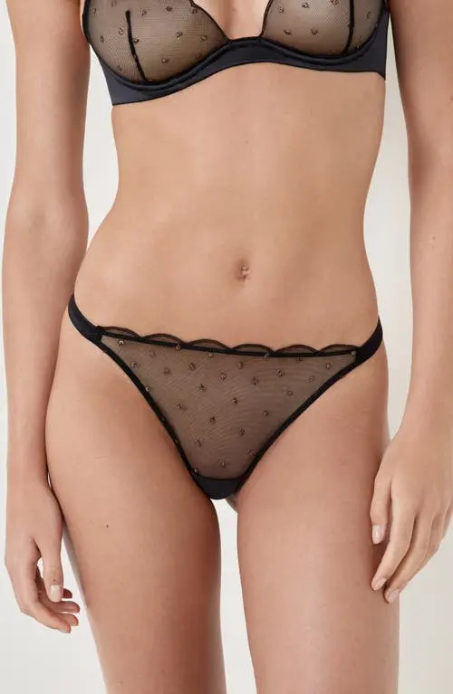 ETAM Divine Rhinestone Thong - Black