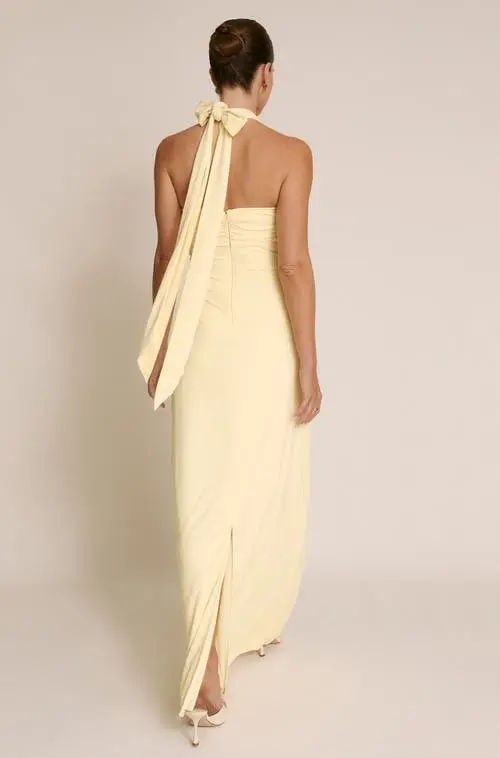 SIX STORIES Halter Neck Bridesmaid Dress - Lemon