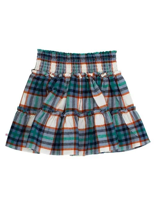 RUFFLEBUTTS Smocked Twirl Skirt - Peyton Plaid