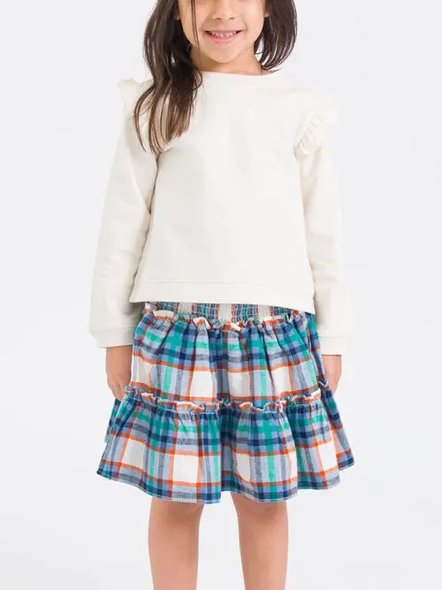RUFFLEBUTTS Smocked Twirl Skirt - Peyton Plaid