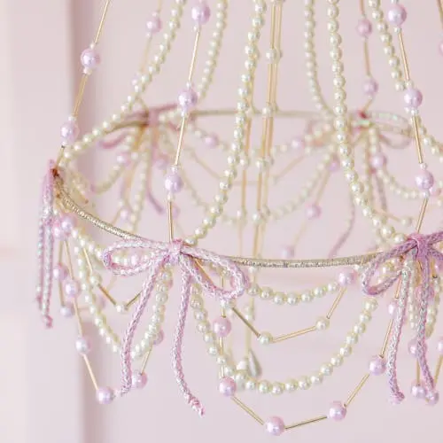 JOLLITY & CO Decorative Pink Beaded Chandelier