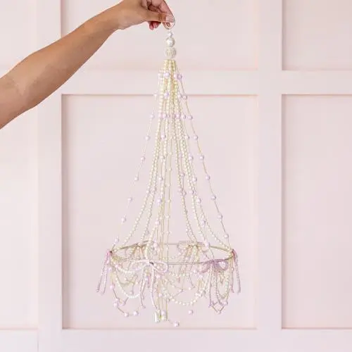 JOLLITY & CO Decorative Pink Beaded Chandelier