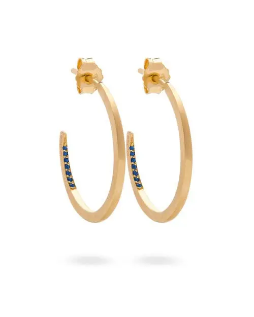 ELOISE JEWELRY Crescent Moon Hoop Earrings With Natural Gemstones - Sapphire