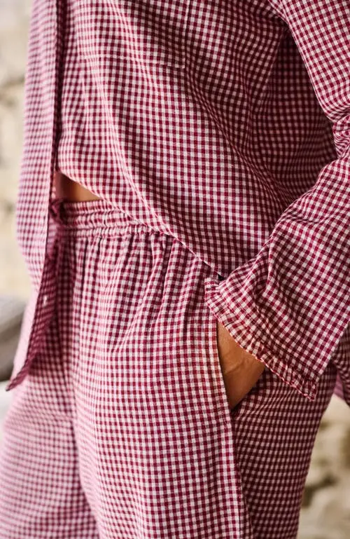 CHRISTY Gingham Ruffle Yarn-dyed Pajamas