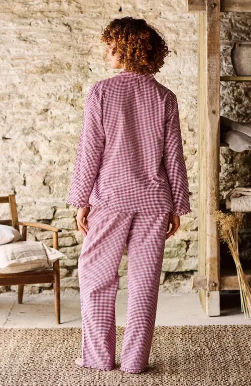 CHRISTY Gingham Ruffle Yarn-dyed Pajamas