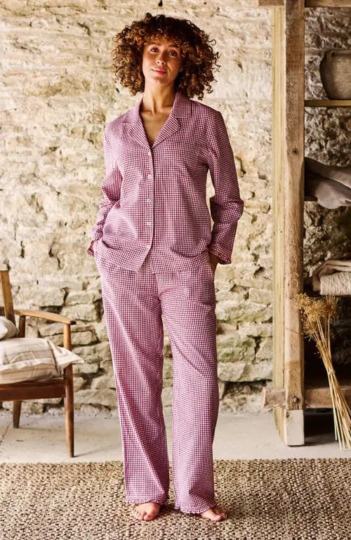 CHRISTY Gingham Ruffle Yarn-dyed Pajamas