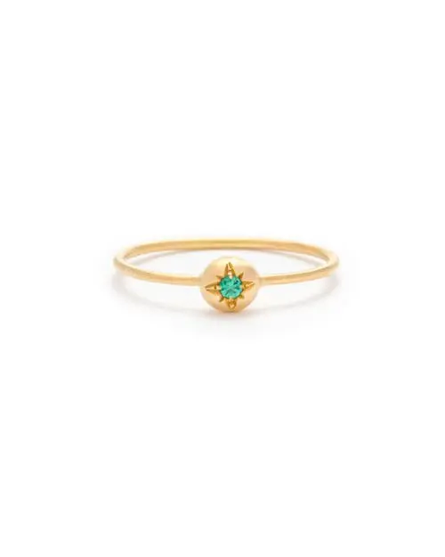 ELOISE JEWELRY Moon Ring With Natural Gemstone - Emerald