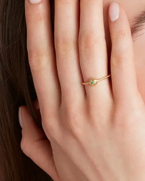 ELOISE JEWELRY Moon Ring With Natural Gemstone - Emerald