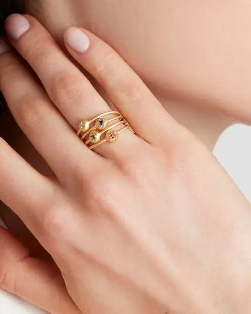 ELOISE JEWELRY Moon Ring With Natural Gemstone - Emerald