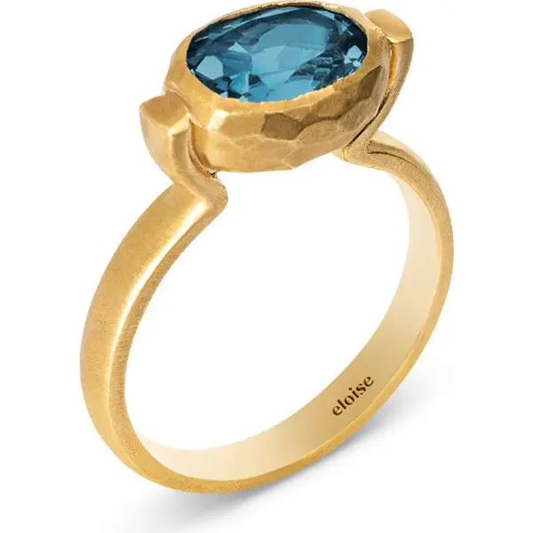 ELOISE JEWELRY Ellipse Ring With Gemstone - Blue Topaz