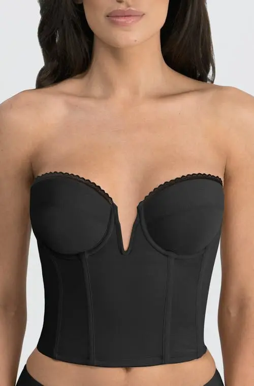 DOMINIQUE INTIMATES Valerie Backless Strapless V-wire Plunge Bustier Bra - Black