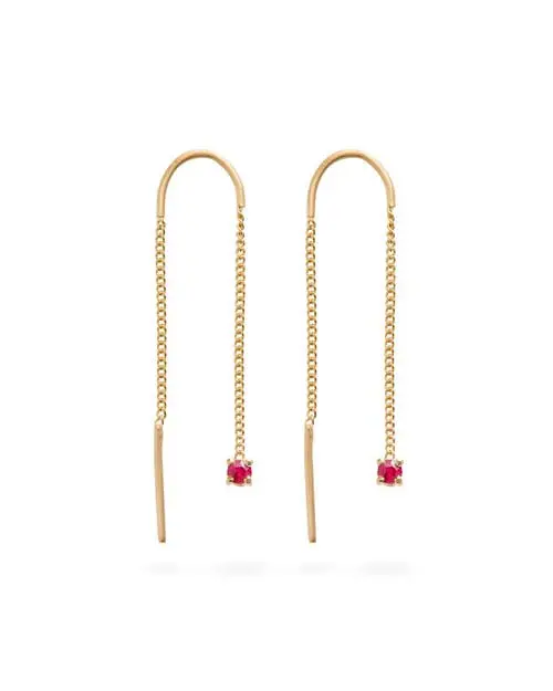 ELOISE JEWELRY Connection Chain Threader Earrings Natural Gemstones - Ruby