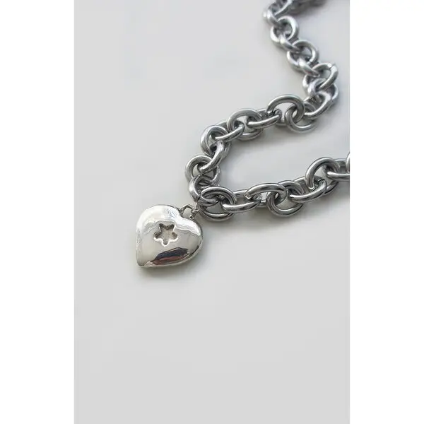 RIMOR JEWELRY Star Heart Cable Chain Choker - Silver