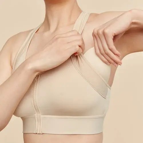 MEADOW Hero Front Closure Sports Bra Mastectomy Friendly - Buff