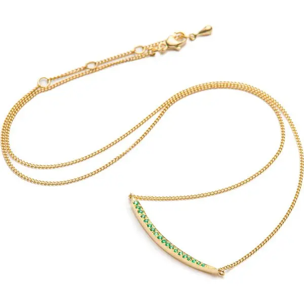 ELOISE JEWELRY Crescent Moon Necklace With Gemstones - Emerald