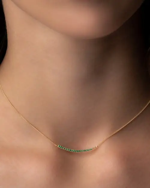 ELOISE JEWELRY Crescent Moon Necklace With Natural Gemstones - Emerald