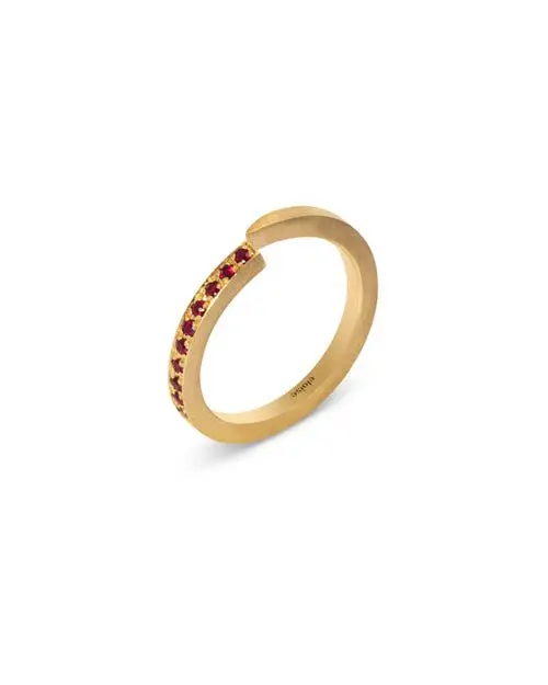 ELOISE JEWELRY Crescent Moon Ring With Natural Rubies - Ruby