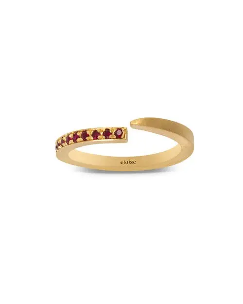 ELOISE JEWELRY Crescent Moon Ring With Rubies