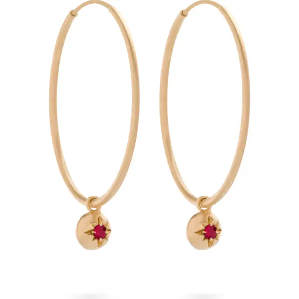 ELOISE JEWELRY Moon Hoop Earrings With Natural Gemstones - Ruby