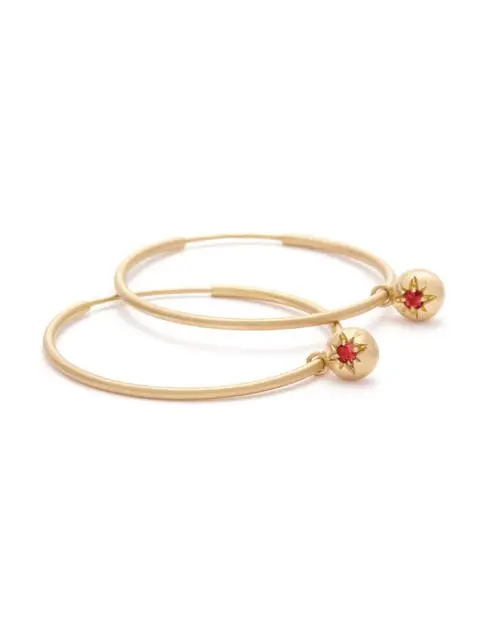 ELOISE JEWELRY Moon Hoop Earrings With Natural Gemstones - Ruby