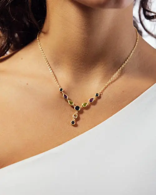 ELOISE JEWELRY Multicolor Gemstone Drop Necklace