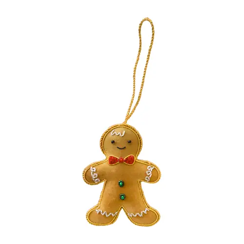 DAYDREAM SOCIETY Embroidered Gingerbread Christmas Ornament - Boy