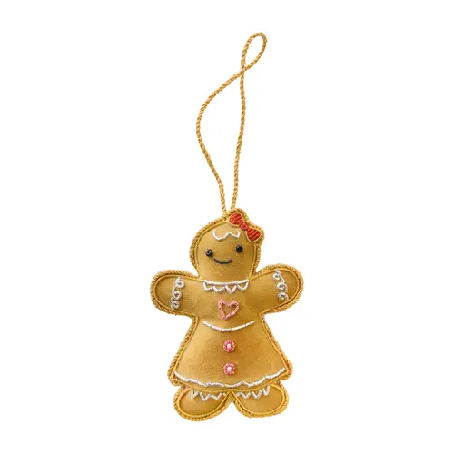 DAYDREAM SOCIETY Embroidered Gingerbread Christmas Ornament - Girl