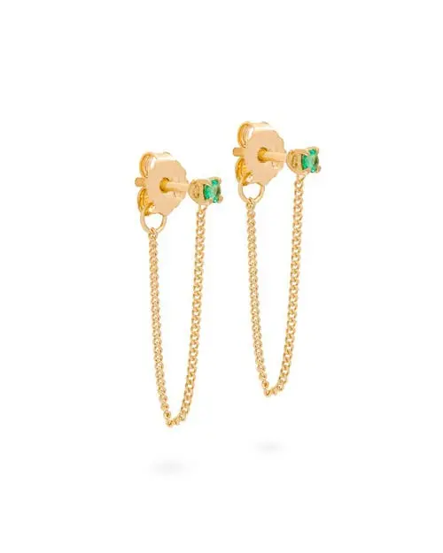 ELOISE JEWELRY Connection Chain Stud Earrings - Emerald