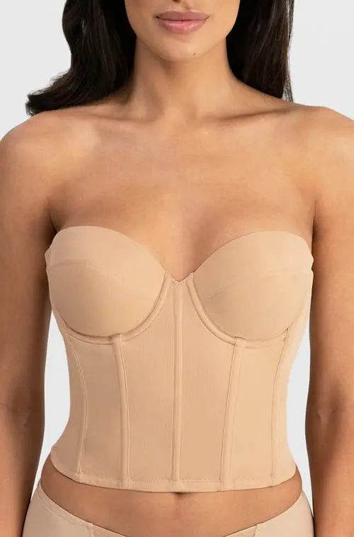DOMINIQUE INTIMATES Brie Backless Strapless Ultra Low Back Bustier Bra - Mocha