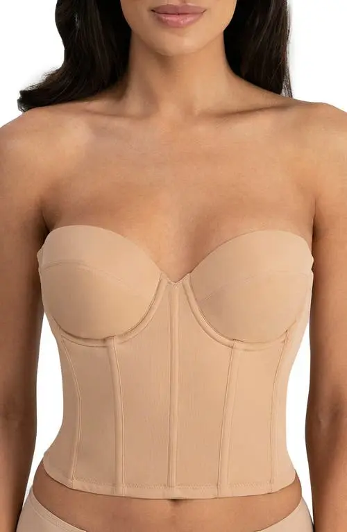 DOMINIQUE INTIMATES Brie Backless Strapless Ultra Low Back Bustier Bra - Mocha