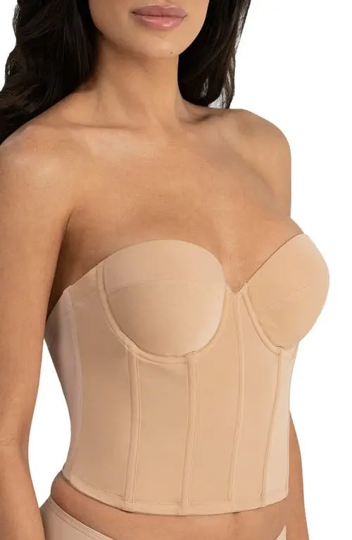 DOMINIQUE INTIMATES Brie Backless Strapless Ultra Low Back Bustier Bra - Mocha