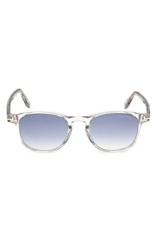 TOM FORD Holt 50mm Gradient Round Sunglasses - Shiny Grey/blue Lens