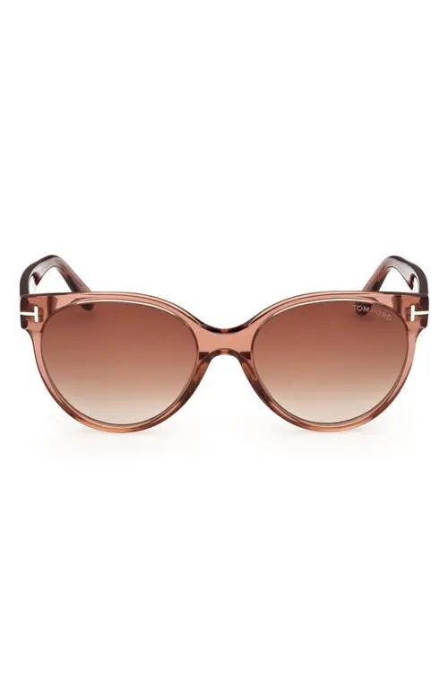 TOM FORD Tallulah 56mm Gradient Round Sunglasses - Terracotta/brown Lens