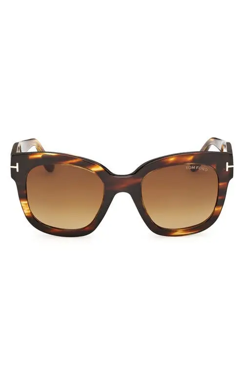 TOM FORD Beatrix 52mm Gradient Geometric Sunglasses - Coloured Havana/brown