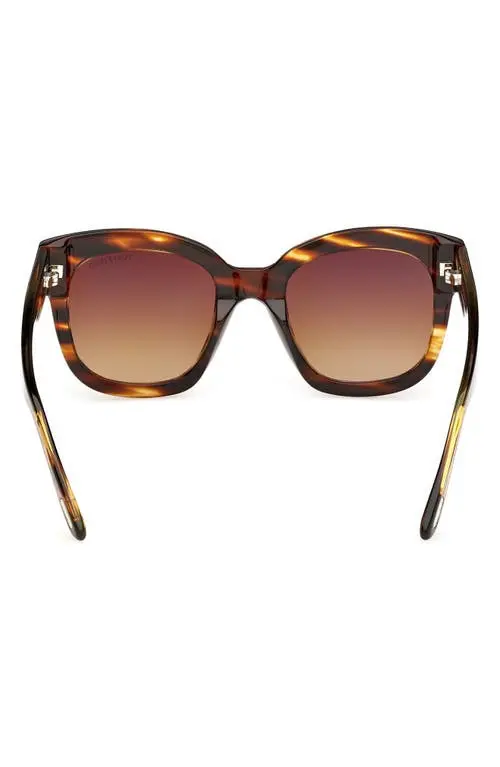 TOM FORD Beatrix 52mm Gradient Geometric Sunglasses - Coloured Havana/brown