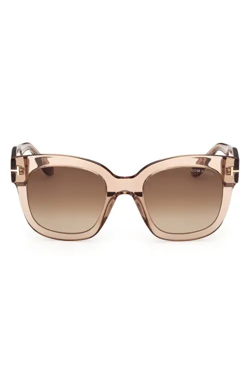 TOM FORD Beatrix 52mm Gradient Geometric Sunglasses - Light Brown/gradient Roviex
