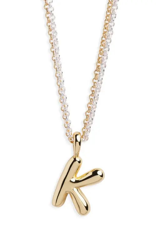Argento Vivo Puffy Initial Pendant Necklace - Two Tone
