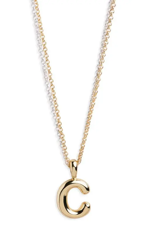 Argento Vivo Puffy Initial Pendant Necklace - Two Tone