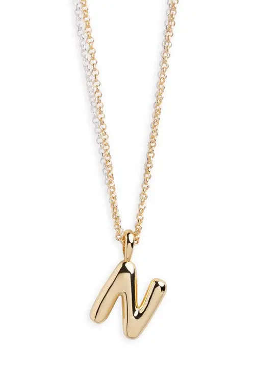 Argento Vivo Puffy Initial Pendant Necklace - Two Tone