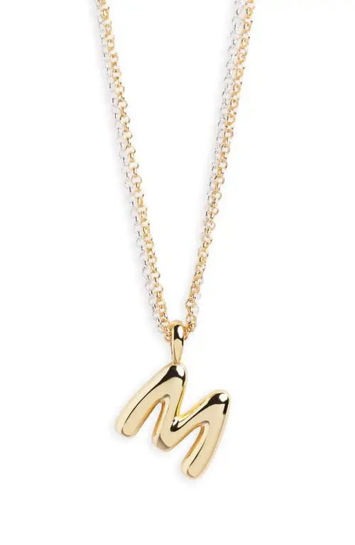Argento Vivo Puffy Initial Pendant Necklace - Two Tone