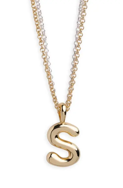 Argento Vivo Puffy Initial Pendant Necklace - Two Tone