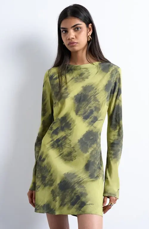 Topshop Abstract Print Bateau Neck Minidress