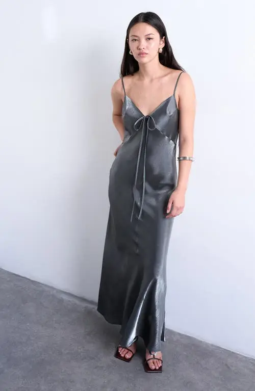 Topshop Metallic Tie-back Maxi Dress