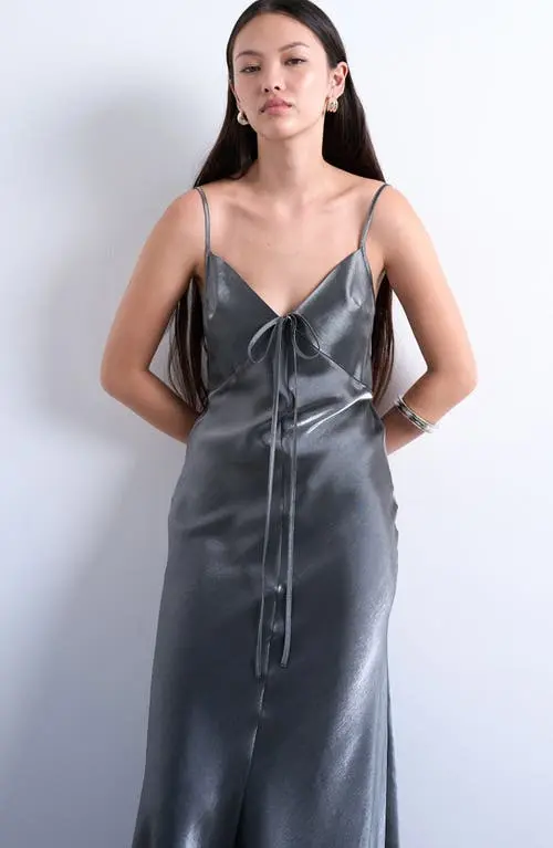 Topshop Metallic Tie-back Maxi Dress