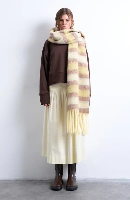 Topshop Sydney Stripe Blanket Scarf - Tan Multi