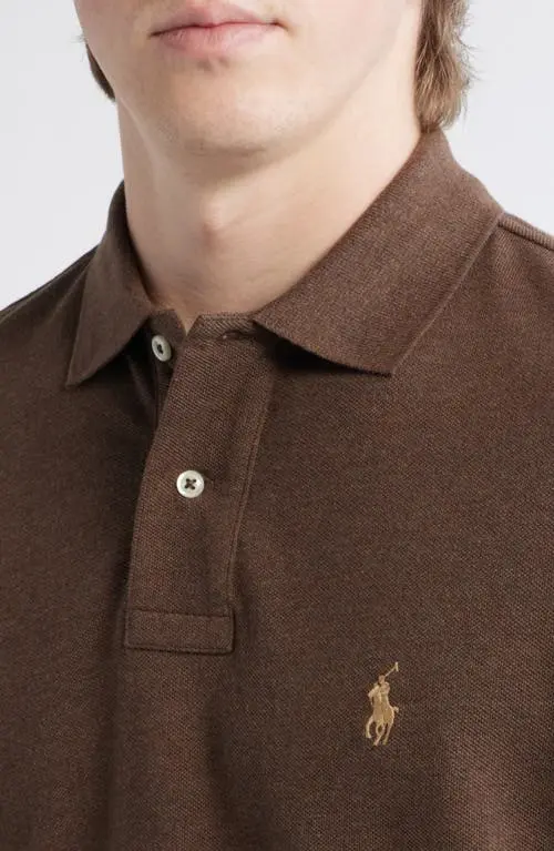 Polo Ralph Lauren The Iconic Cotton Mesh Polo - Nutmeg Brown Heather
