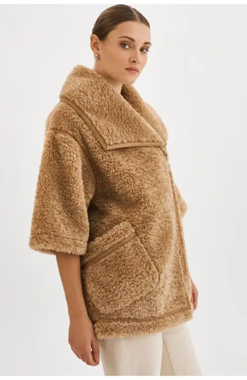 LAMARQUE Ohanna Faux Fur Coat - Caramel